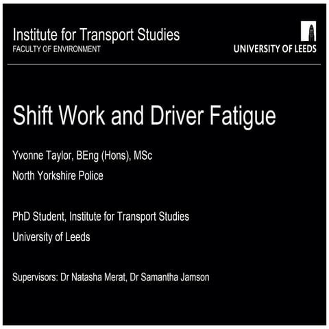 Shift work and driver fatigue | PDF