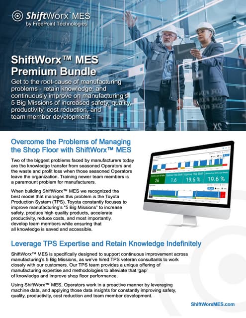 ShiftWorx MES Standard Outlined Sales Sheet. | PDF