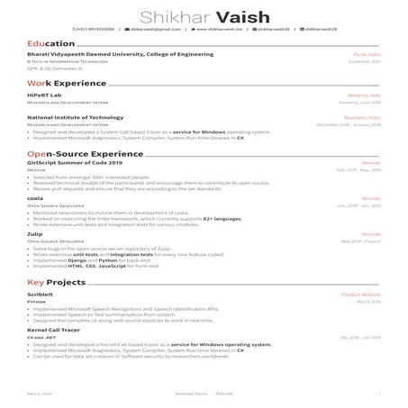Shikhar vaish CV | PDF