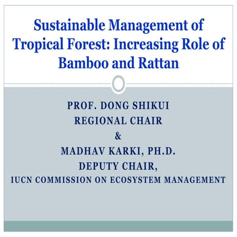 Shikui Dong_Sustainable Management of Tropical Forest | PDF