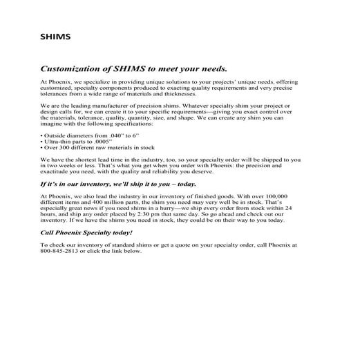 Aerospace shims | PDF