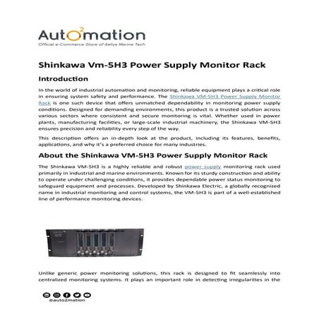 Shinkawa Vm-5H3 Power Supply Monitor Rack | PDF