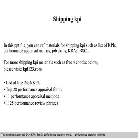 Shipping kpi | PPT