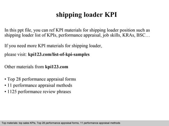 Warehouse shipping clerk kpi | PPT