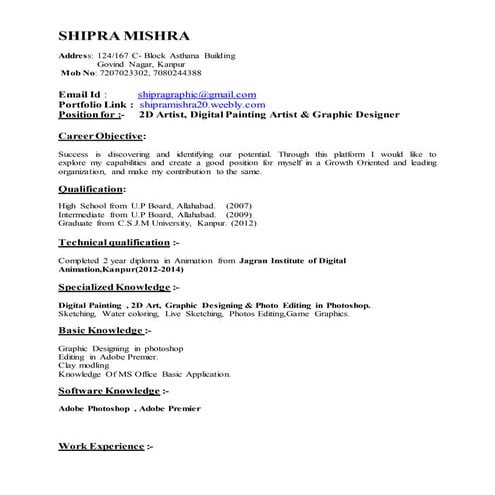 Shipra mishra resume | DOCX