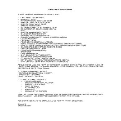 Ships Doc Clearance | DOC