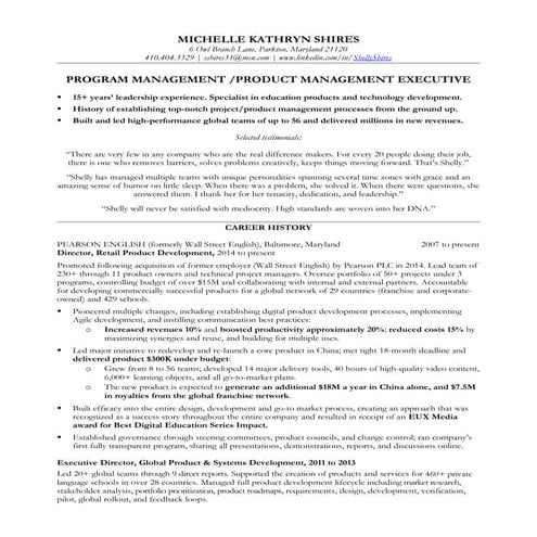 Shelly Shires Resume Jan 16 | DOC