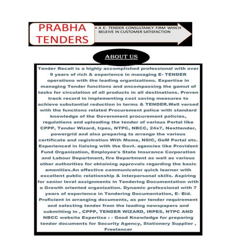 Government Tenders Consultant | PDF