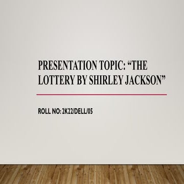 Shirley Jackson.pptx a short story by bs English | PPTX