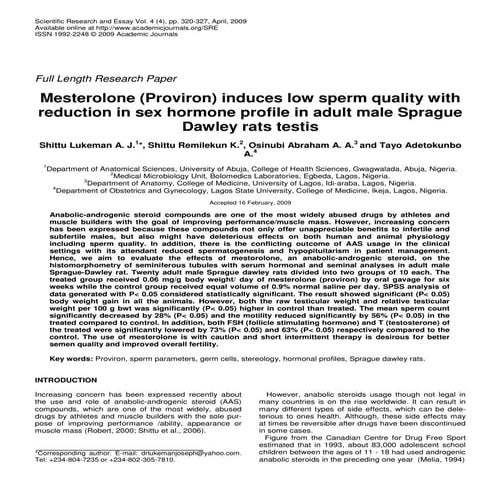 Mesterolone (Proviron) induces low sperm quality with reduction in sex ...