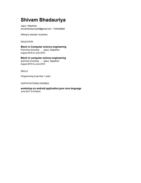 Hitesh Subnani Resume | PDF