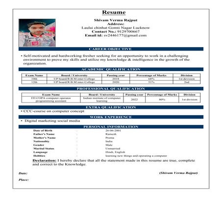 Shivam Resume .pdf View resumes and cv details | PDF