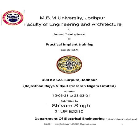 Shivam Singh 400KV GSS Report, Surpura.pdf