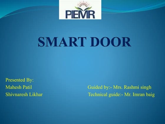 Smart Door Locking System Using Arduino Pptx Home Security Home And Garden