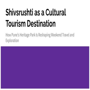 Shivsrushti as a Cultural Tourism Destination | PDF