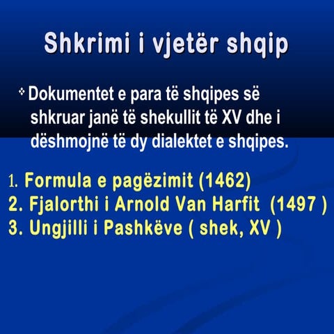 Shkrimi i vjetër shqip | PPT