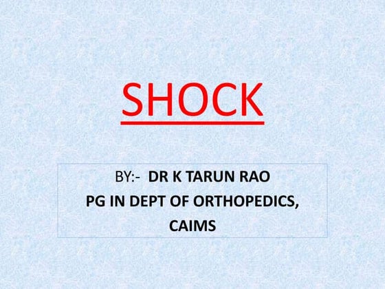 Shock - Pathophysiology / Types & Management | PPT