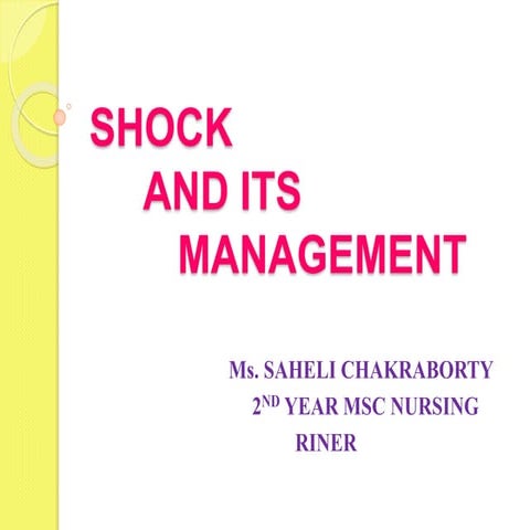 Shock and its nursing management | PPT