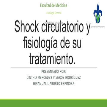 Shock circulatorio y fisiología de su tratamiento. | PPTX