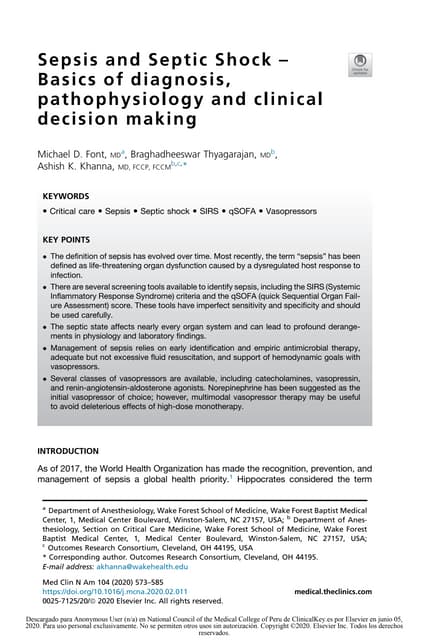 Sepsis for nurses | PPTX