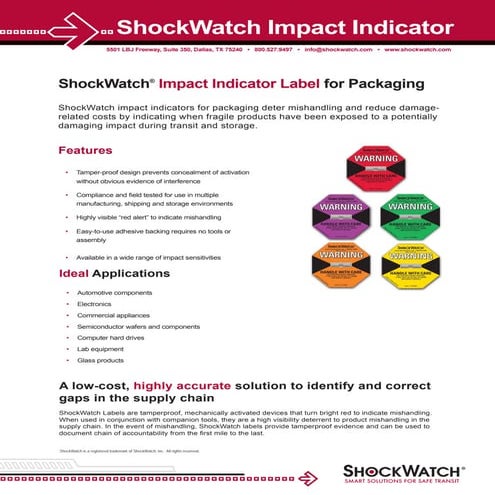 Shockwatch impact-indicator-labels-product-brief | PDF