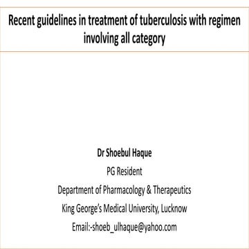 New guidelines for Tuberculosis treatment (NTEP) | PPTX