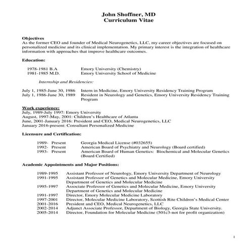 John Shoffner MD C.V. May 2018 | PDF