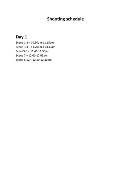 Shooting schedule | PDF