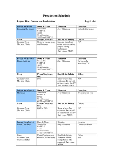 shooting schedule template | PDF
