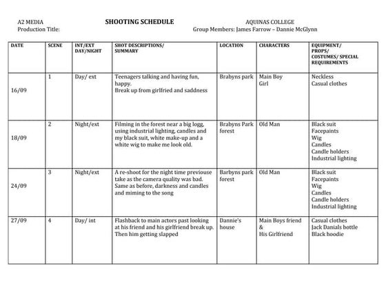 Shooting schedule | PPT