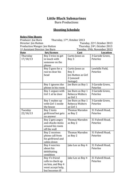 Shooting schedule | PPT