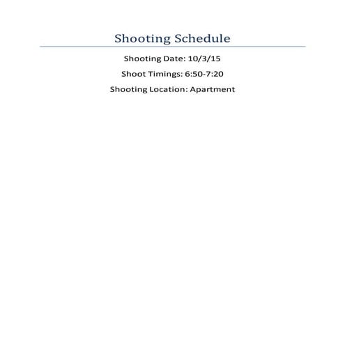 Shooting schedule | PDF