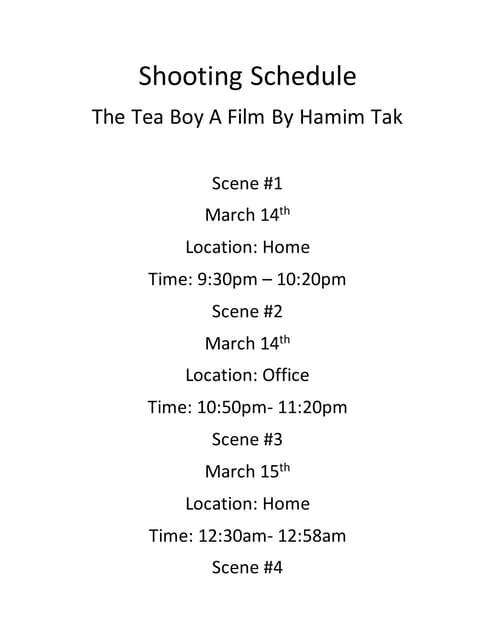 Shooting schedule 3 | PDF