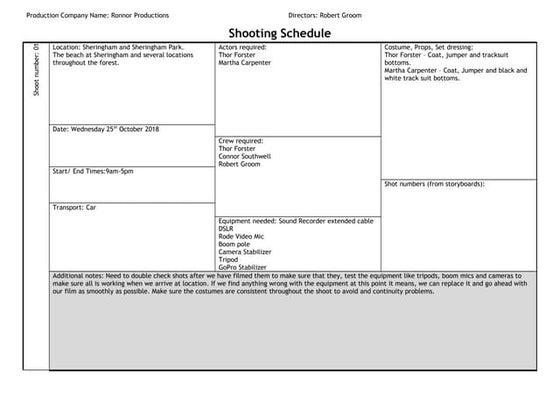 Shooting schedule | PPT