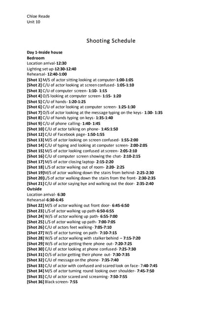 Production schedule | DOCX