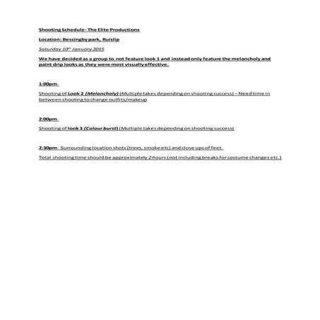 Shooting schedule bessingby | DOCX