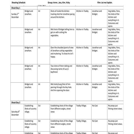 Shooting schedule | PPT