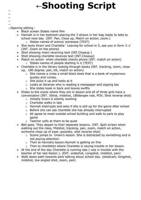 Shooting script | PDF