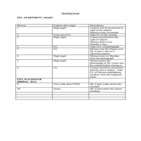 Shooting Script | DOCX