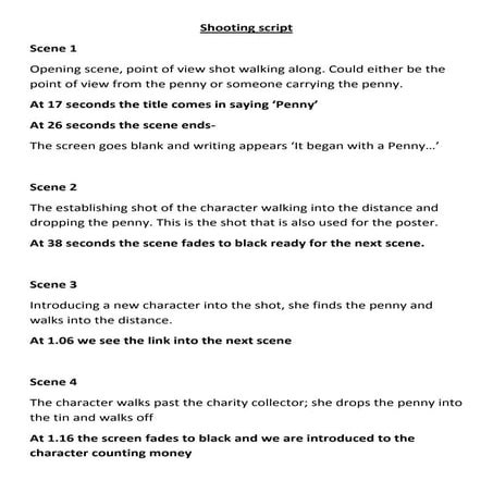 Shooting script | DOCX | Screenwriting | Content Production