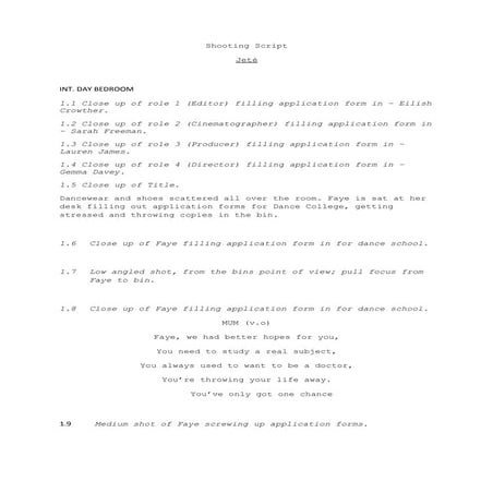 Shooting script | DOC | Screenwriting | Content Production