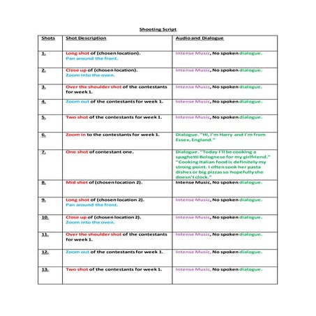 Shooting script | PDF