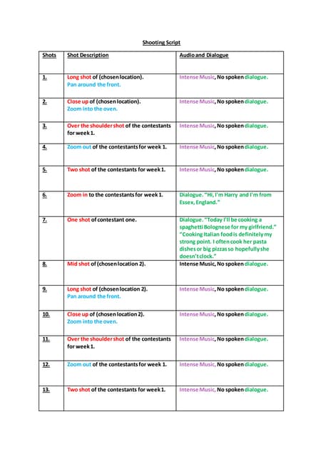 Shooting Script Pdf