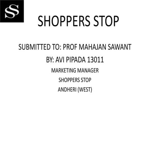 Shoppers stop marketing | PPTX
