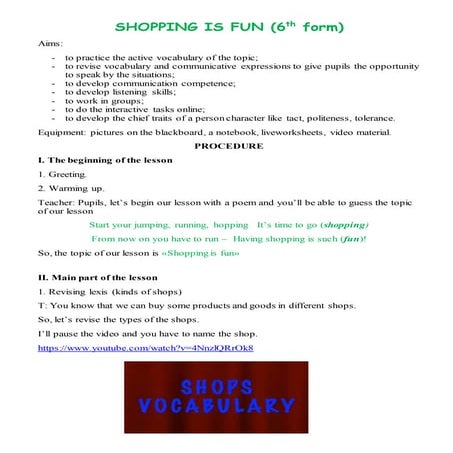 Shopping is fun lesson.docx | Education