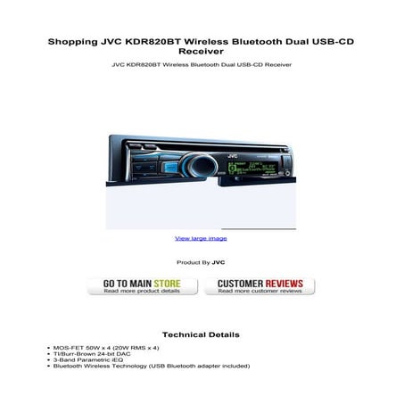 Shopping jvc kdr820 bt wireless bluetooth dual usb cd receiver | PDF | Smartphones | Consumer ...