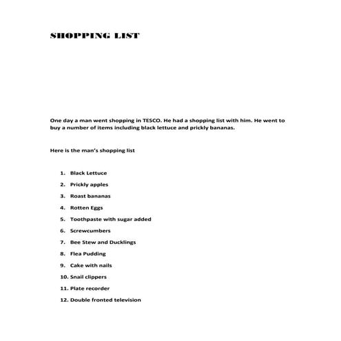 Shopping list | PDF