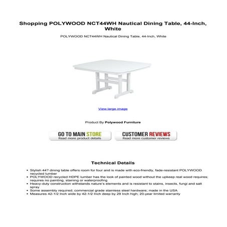 Shopping polywood nct44 wh nautical dining table 44 inch white | PDF