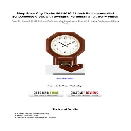 Shop river city clocks 801 403 c 21-inch radio-controlled schoolhouse ...