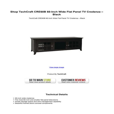 Shop tech craft cre60b 60 inch wide flat panel tv credenza - black | PDF